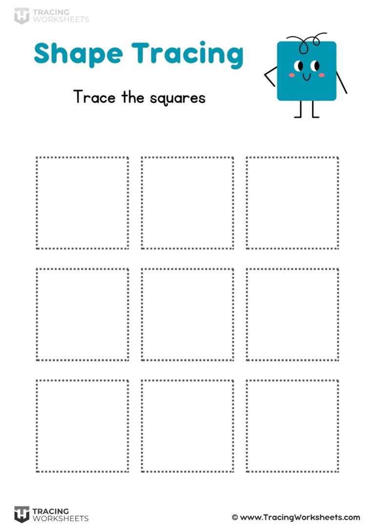 Square Tracing Worksheets – 9 Free Printable PDFs