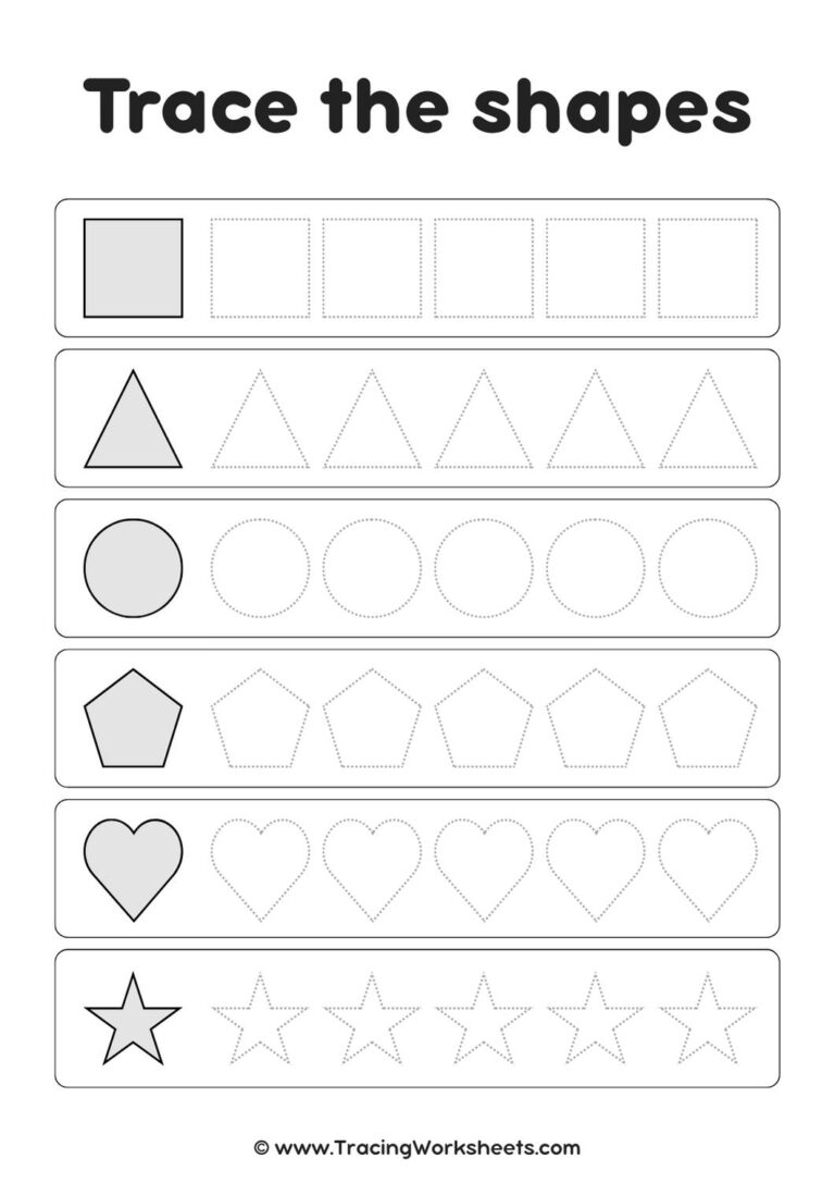 Shape Tracing Worksheets - 18 Free Worksheets