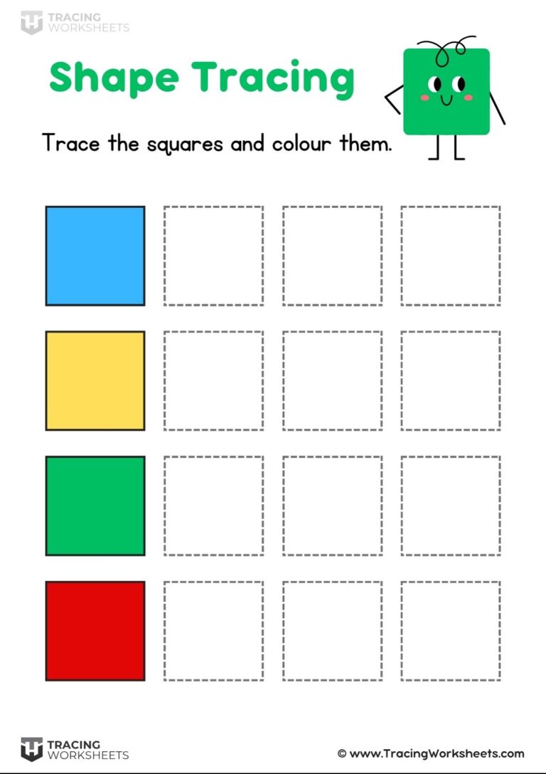Square Tracing Worksheets – 9 Free Printable PDFs