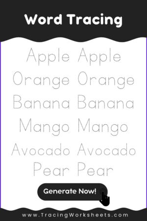 Word Tracing Worksheets Generator - Free Printable