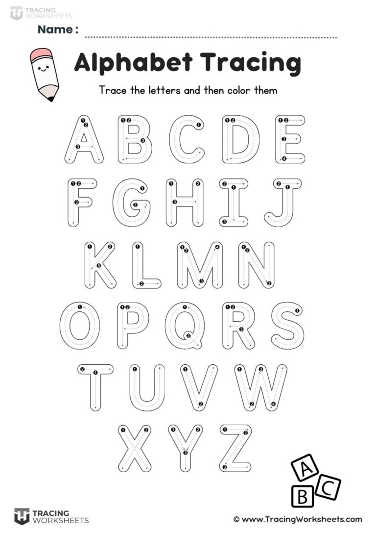 Tracing Letters A-Z Free Printable | 12 Letter Tracing Worksheets