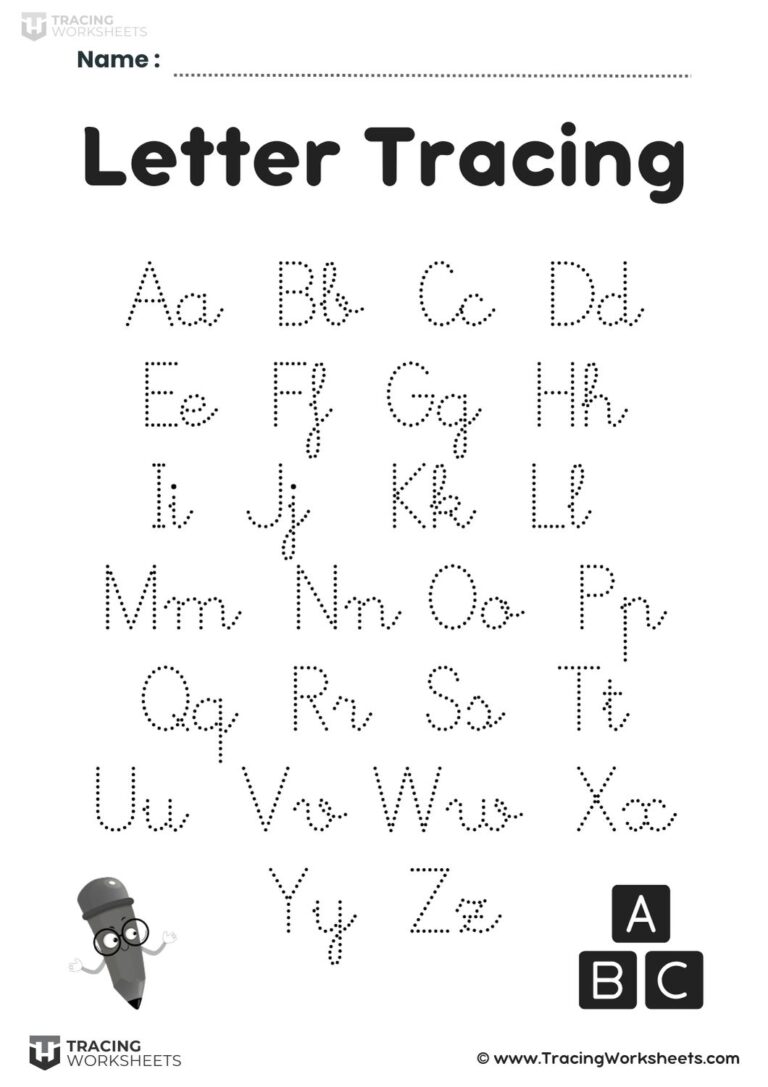 Tracing Letters A-Z Free Printable | 12 Letter Tracing Worksheets