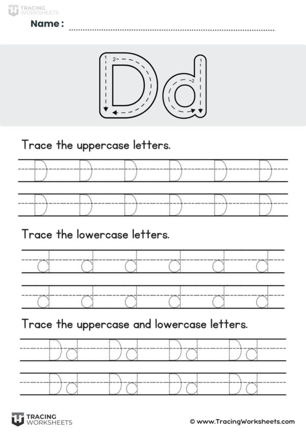 Letter D Tracing Worksheets - Free Printables