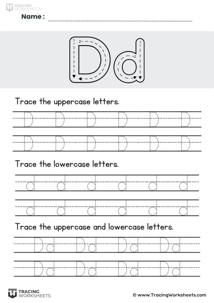 Letter D Tracing Worksheets - Free Printables