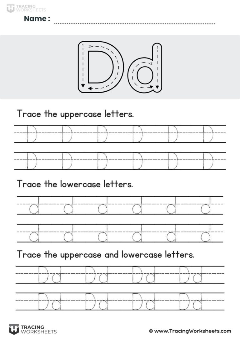 Letter D Tracing Worksheets - Free Printables