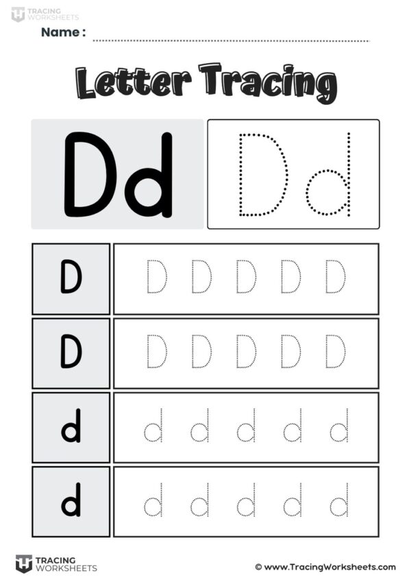Letter D Tracing Worksheets - Free Printables