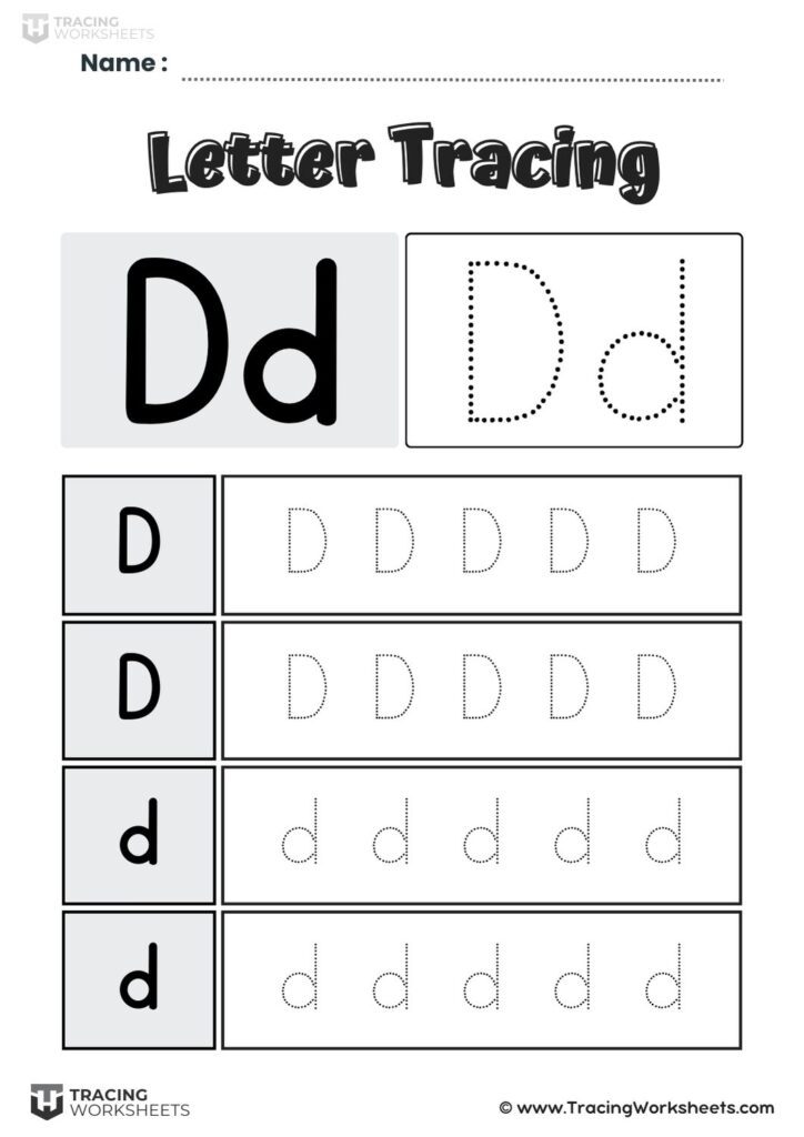 Letter D Tracing Worksheets - Free Printables