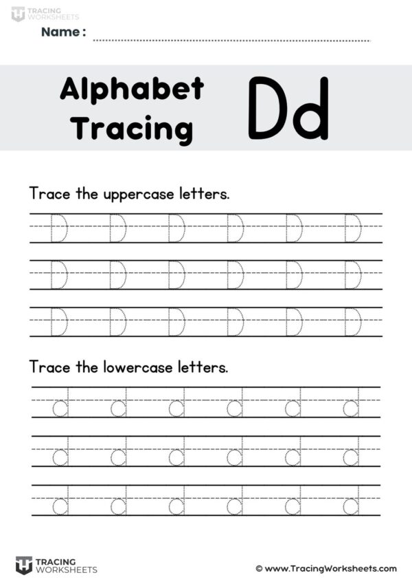 Letter D Tracing Worksheets - Free Printables