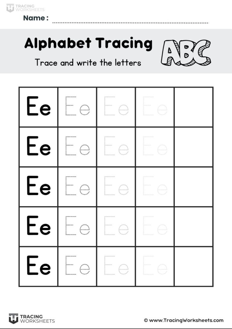 Letter E Tracing Worksheets - Free Printables