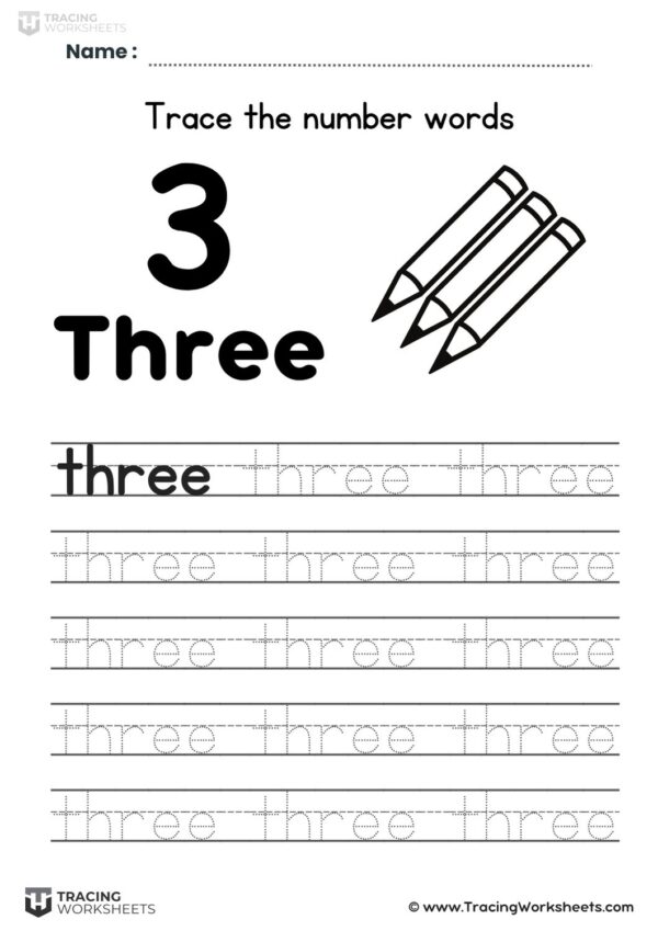 Free Number 3 Tracing Worksheets for Early Learners