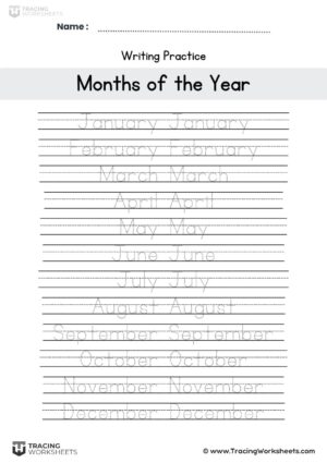 Months of the Year Tracing Worksheets – Free Printables