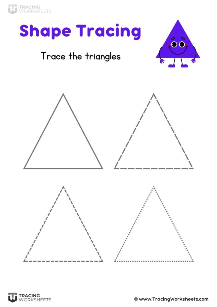 Triangle Tracing Worksheets – 8 Free Printables
