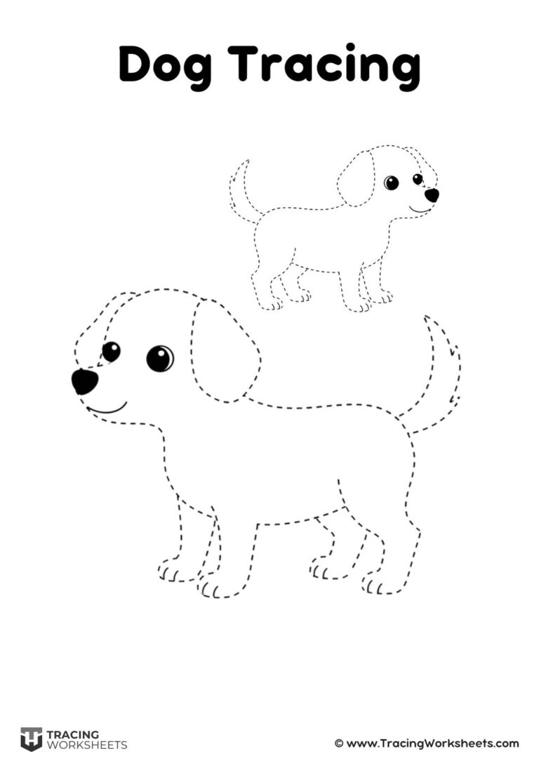 Trace a Dog – 5 Cute Dog Tracing Worksheets (Free Printable)