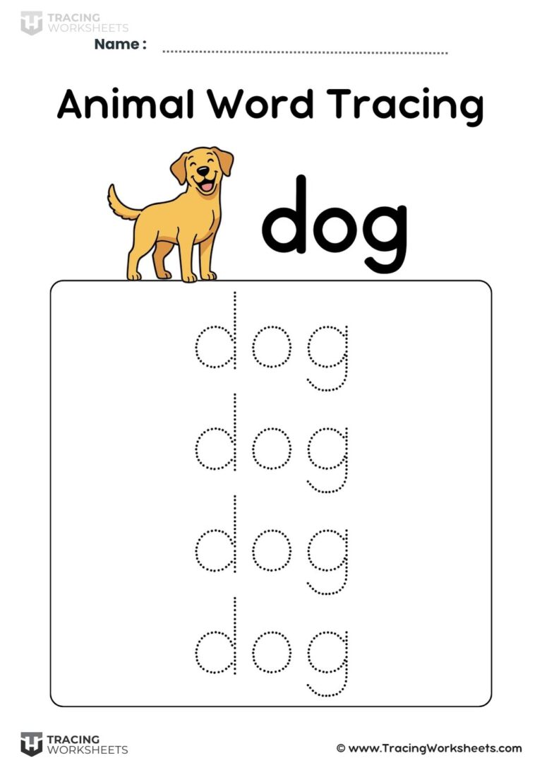 Trace a Dog – 5 Cute Dog Tracing Worksheets (Free Printable)