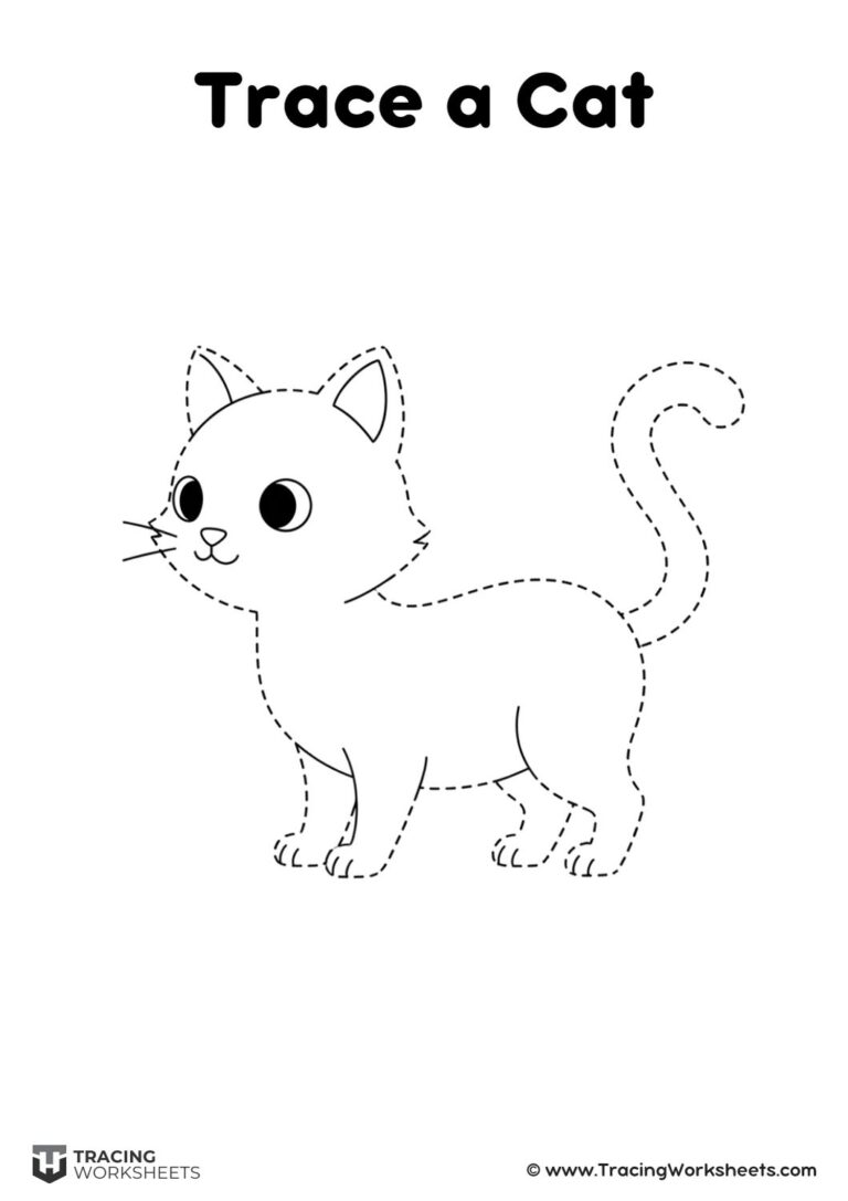 Trace a Cat Worksheets for Kids | Free Download
