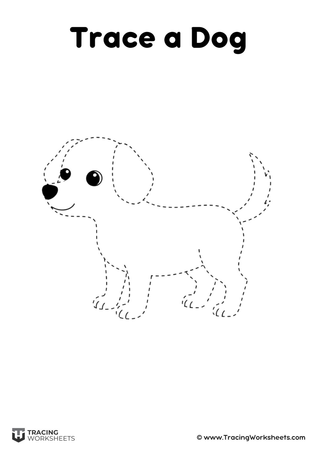Trace a Dog – 5 Cute Dog Tracing Worksheets (Free Printable)