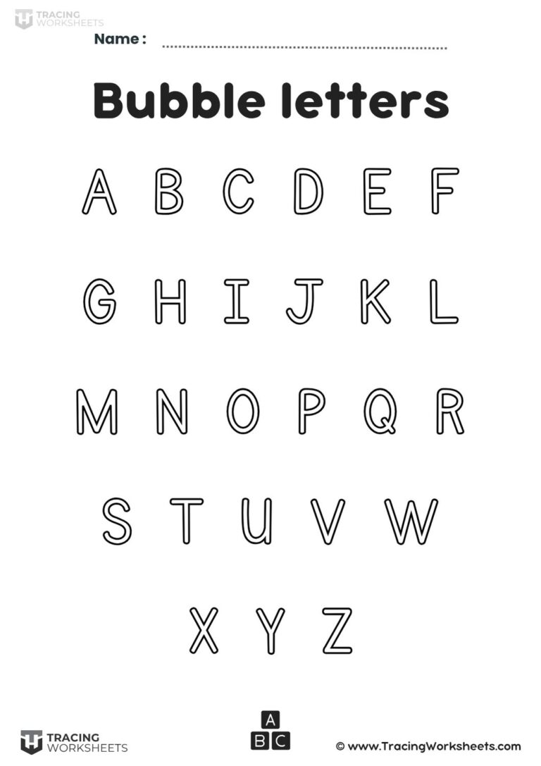8 Bubble Letter Tracing Worksheets – Free Printable PDFs