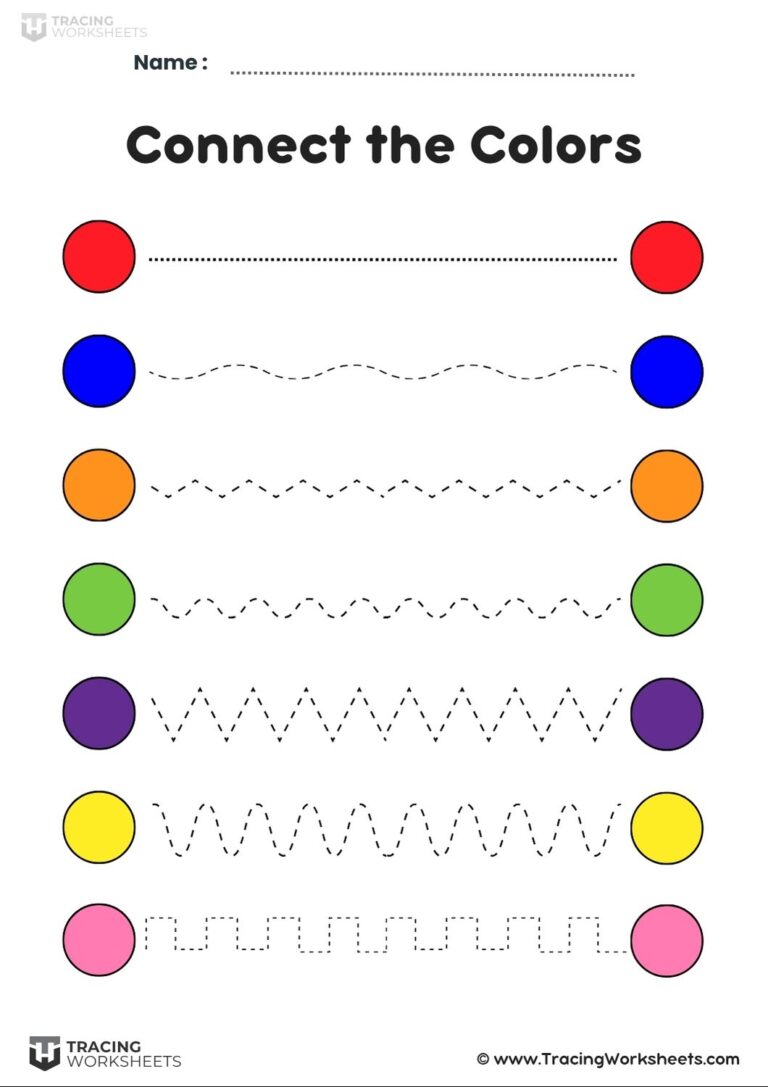 Learn Colors with Color Tracing Worksheets (Preschool & Kindergarten)