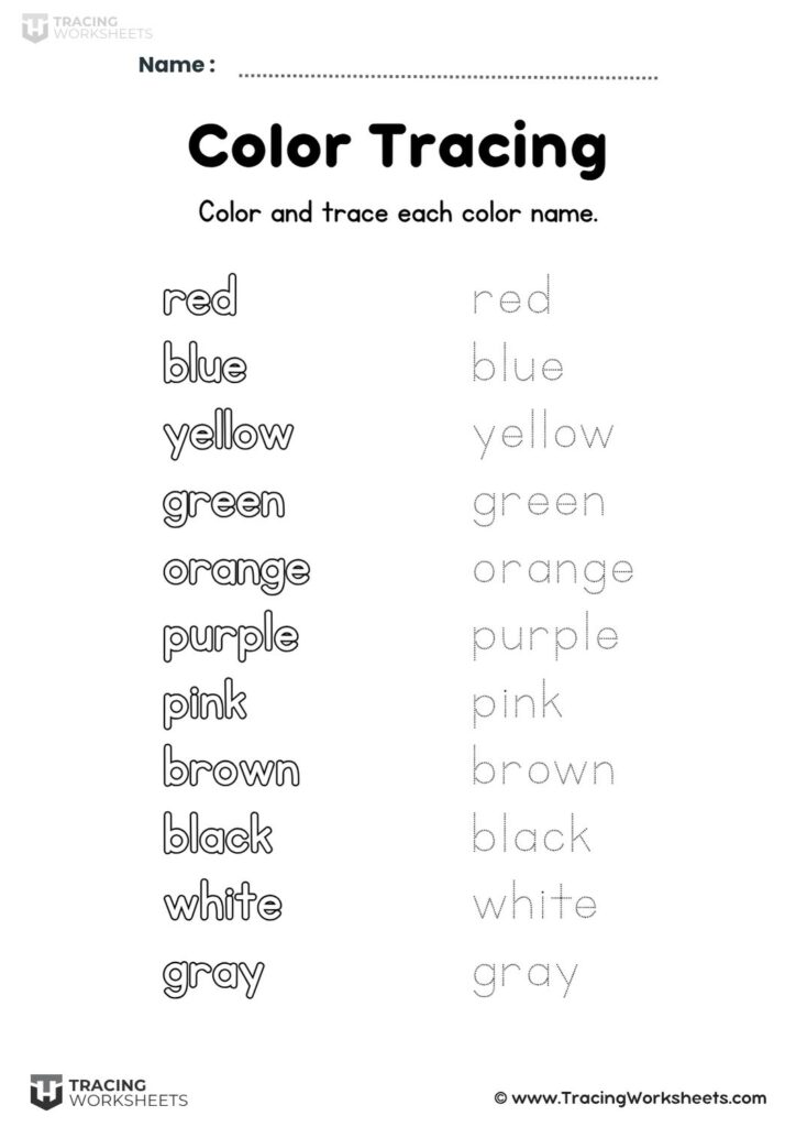 Learn Colors with Color Tracing Worksheets (Preschool & Kindergarten)
