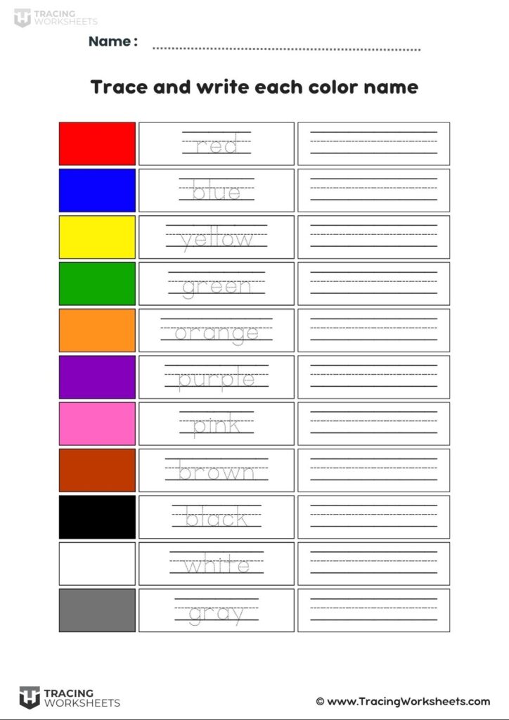 Learn Colors with Color Tracing Worksheets (Preschool & Kindergarten)