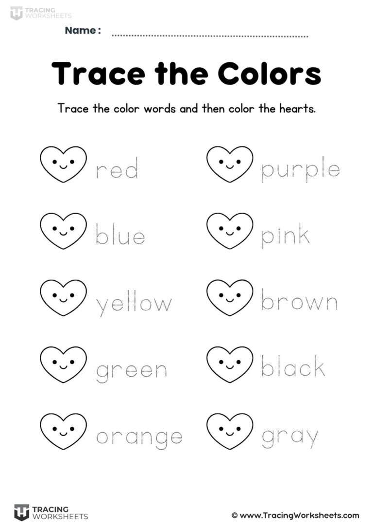 Learn Colors with Color Tracing Worksheets (Preschool & Kindergarten)