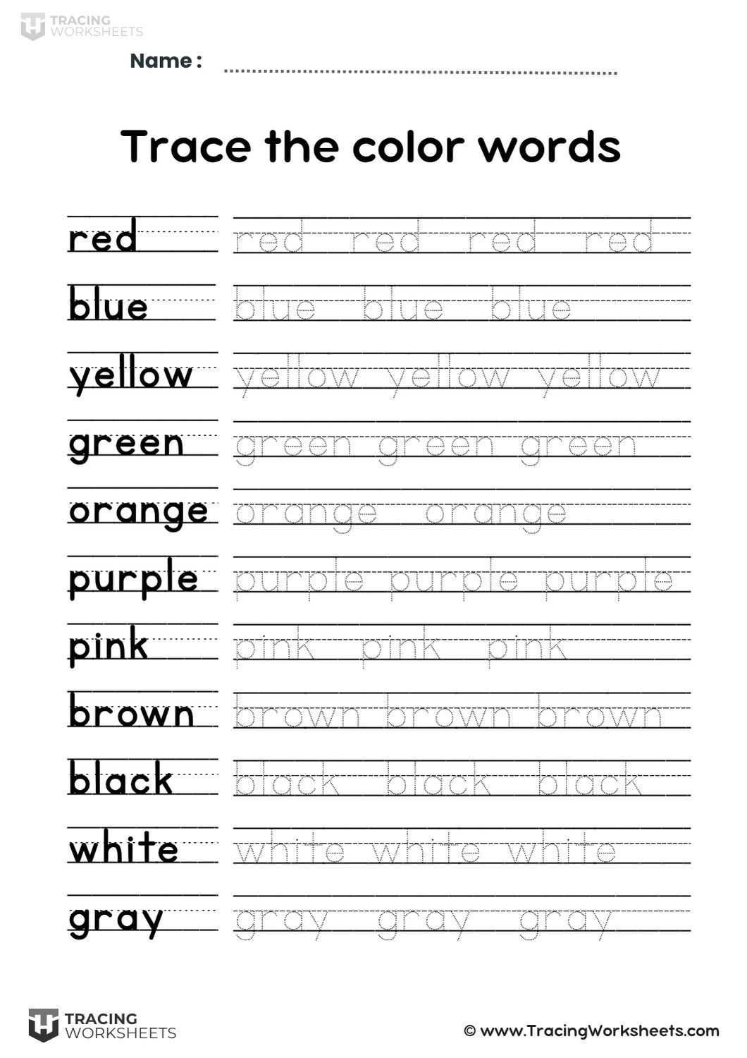 Learn Colors with Color Tracing Worksheets (Preschool & Kindergarten)