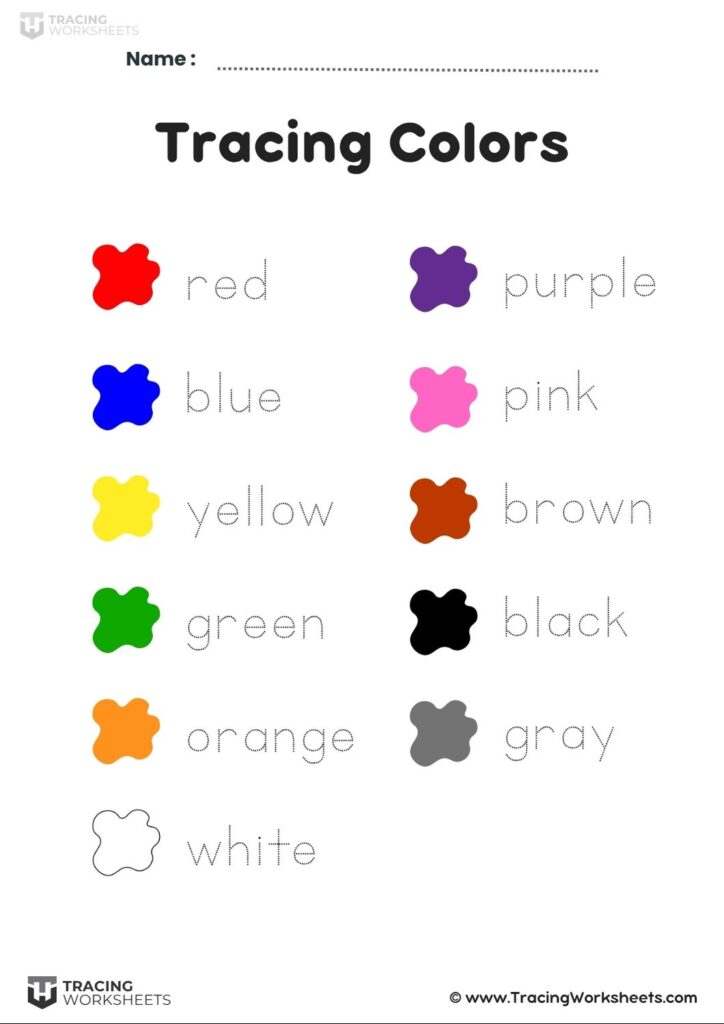 Learn Colors with Color Tracing Worksheets (Preschool & Kindergarten)